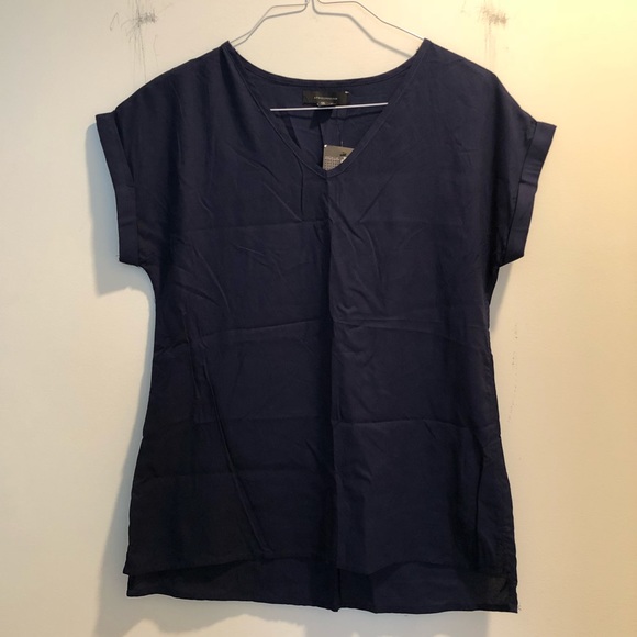 Atmosphere | Tops | Chic Navy Blue Long Linenlike Top | Poshmark